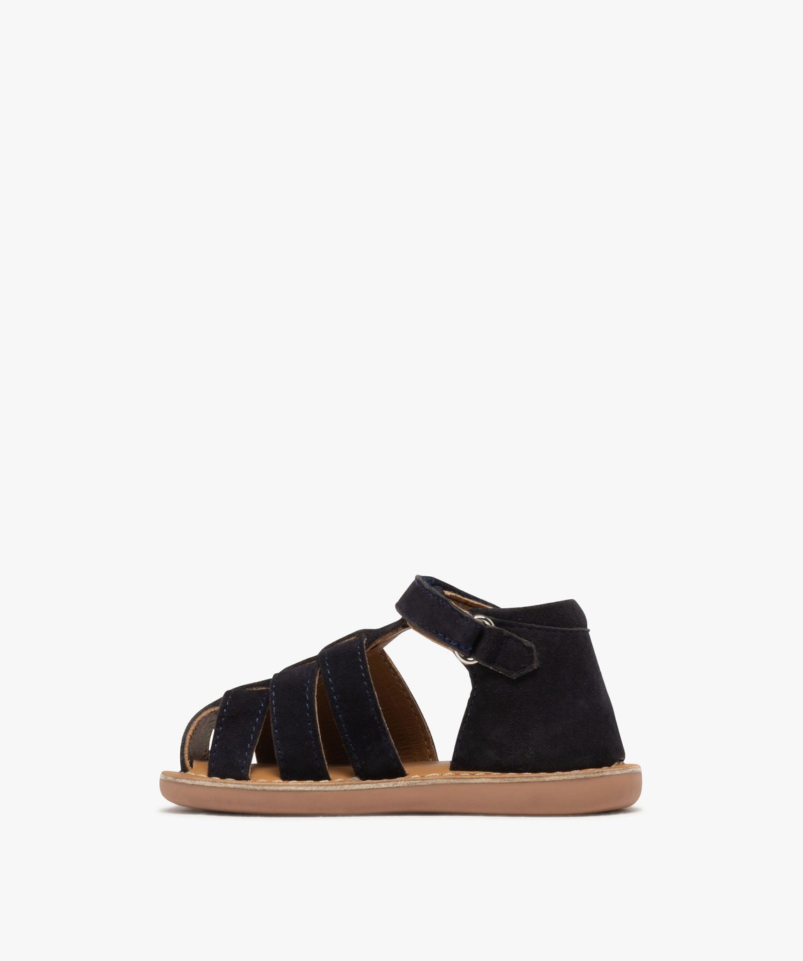 Sandales bébé garçon en cuir suédé uni et à scratch marine | GEMO