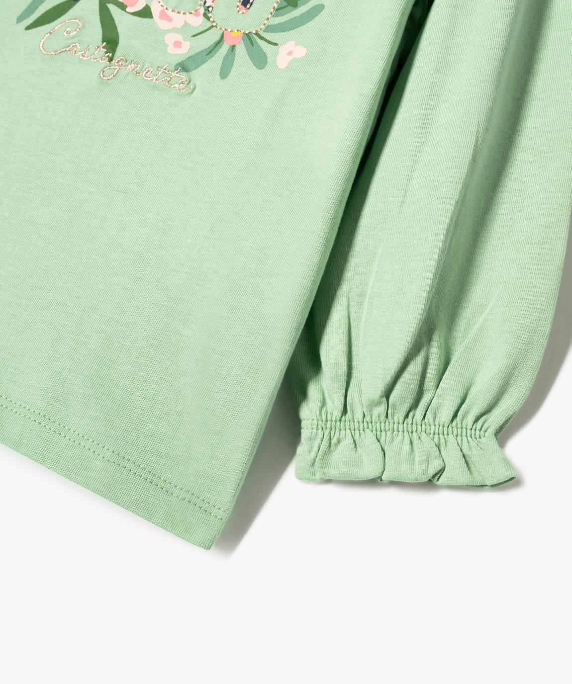 Tee-shirt à manches longues avec volants bébé fille - Lul... vert | GEMO