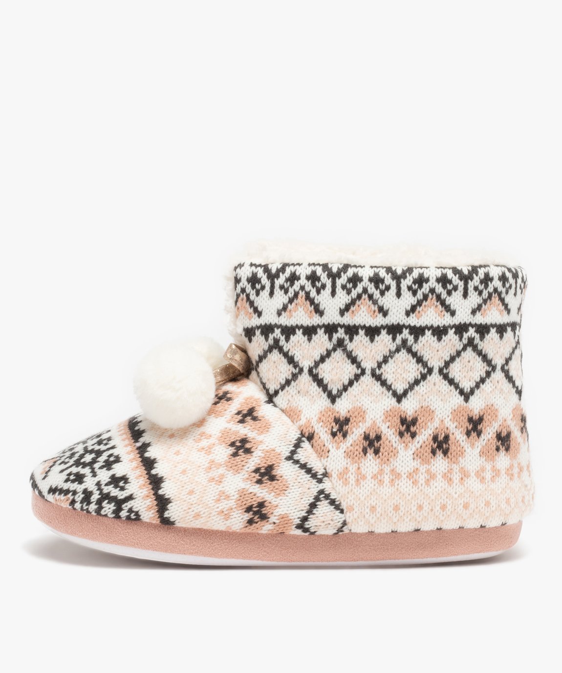Chaussons femme boots fourrées à motifs polaires blanc | GEMO