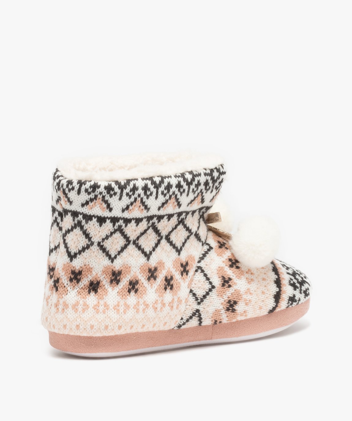 Chaussons femme boots fourrées à motifs polaires blanc | GEMO