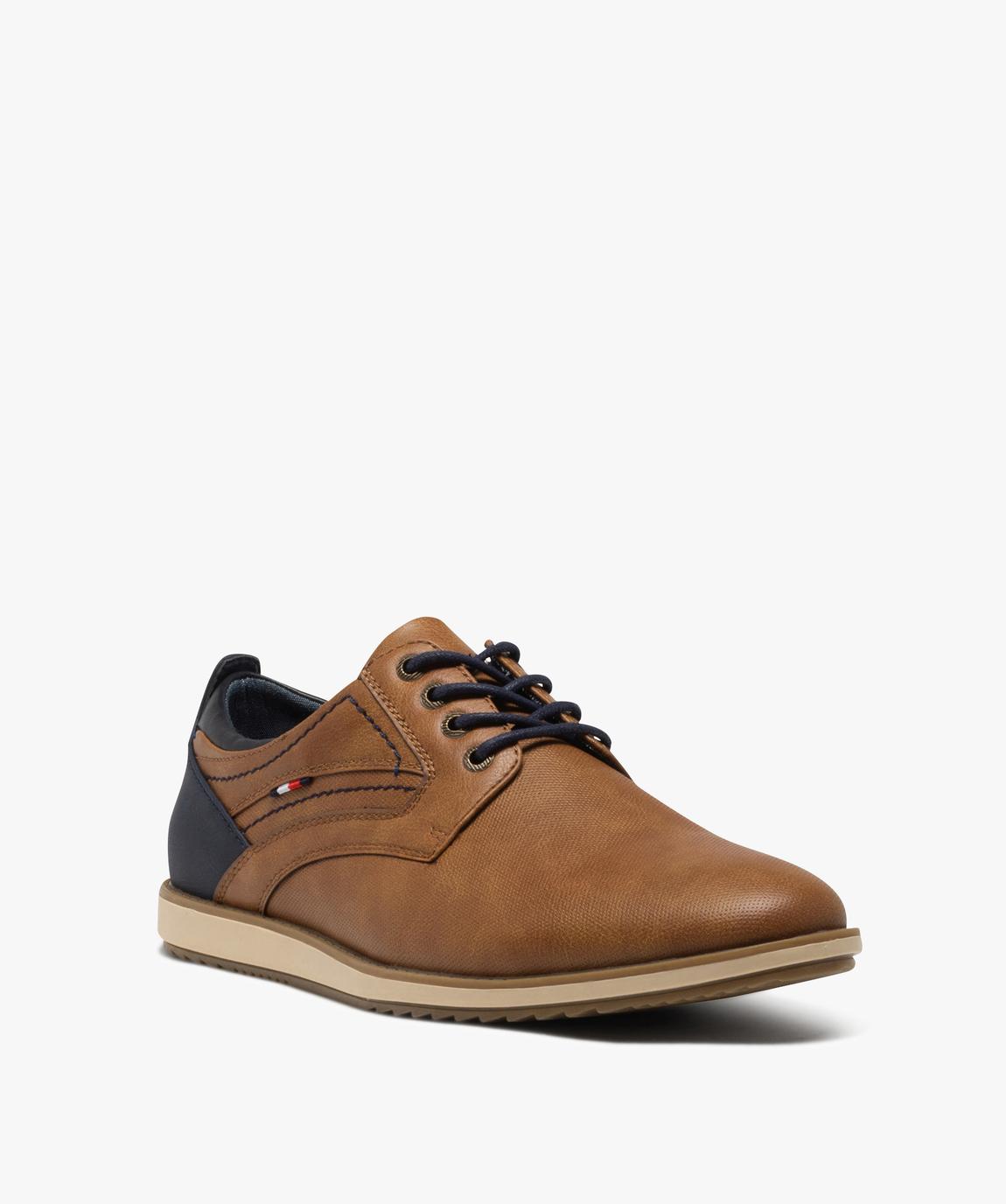 Derbies homme bicolores avec semelle sport - Mario Baldano cognac | GEMO