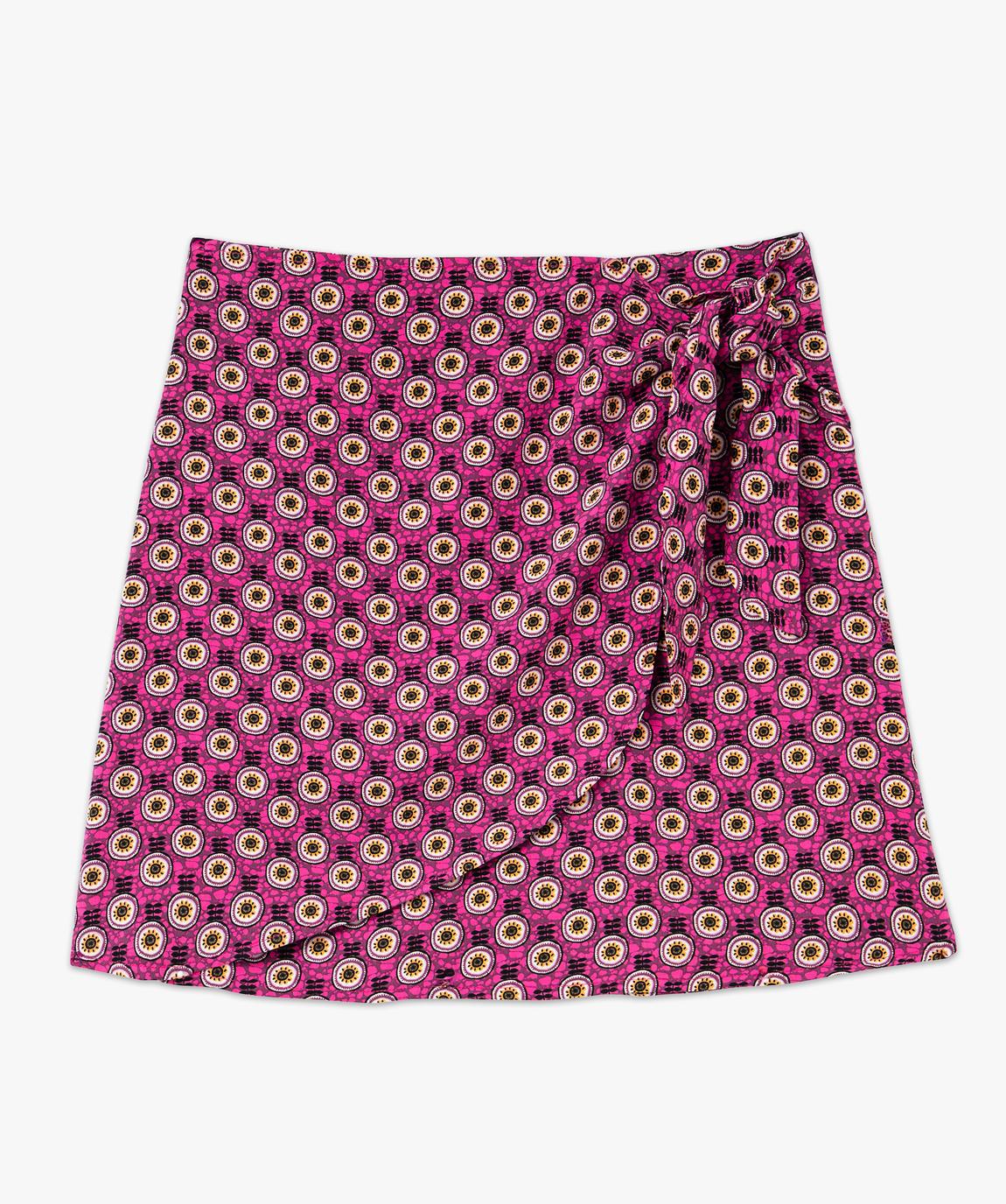 Jupe portefeuille courte et fluide femme rose fonce | GEMO