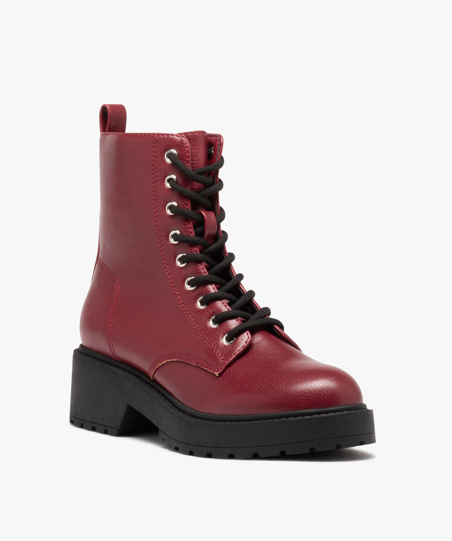 Boots à épaisse semelle crantée femme rouge | GEMO