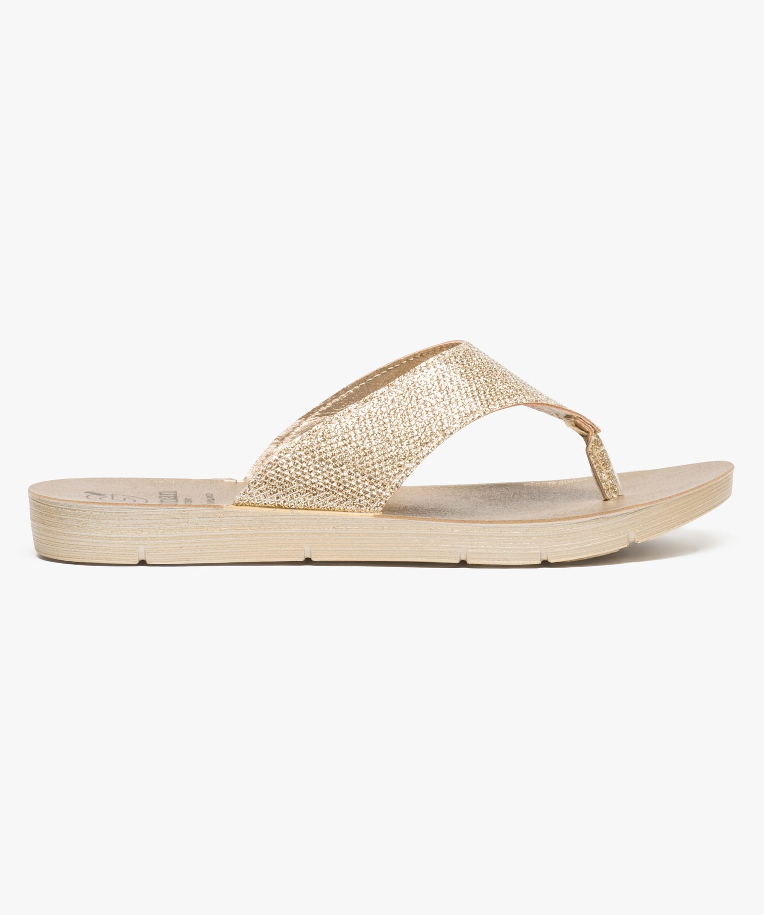 Tongs femme brillantes à talon compensé | GEMO