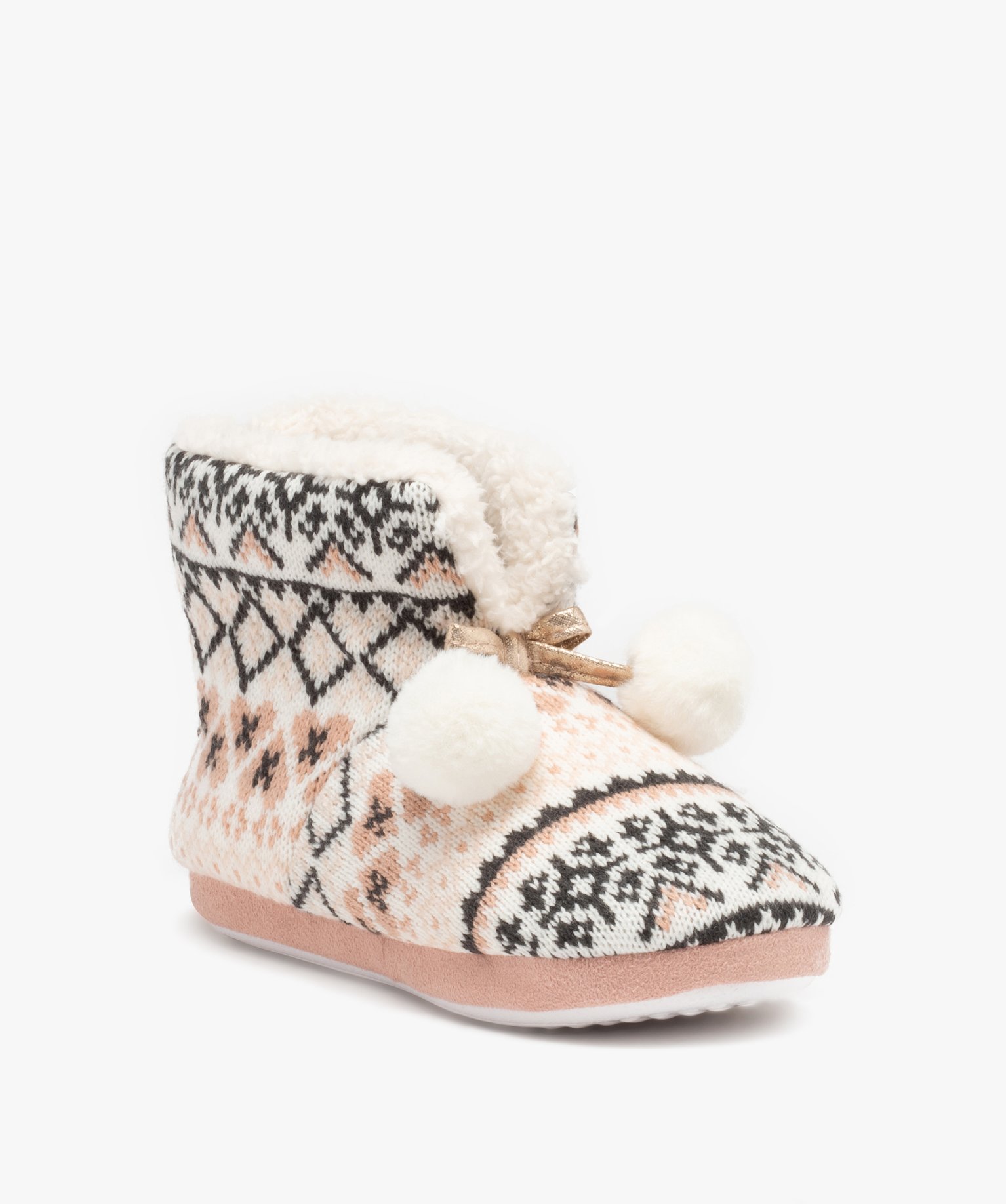 Chaussons femme boots fourrées à motifs polaires multicolore | GEMO