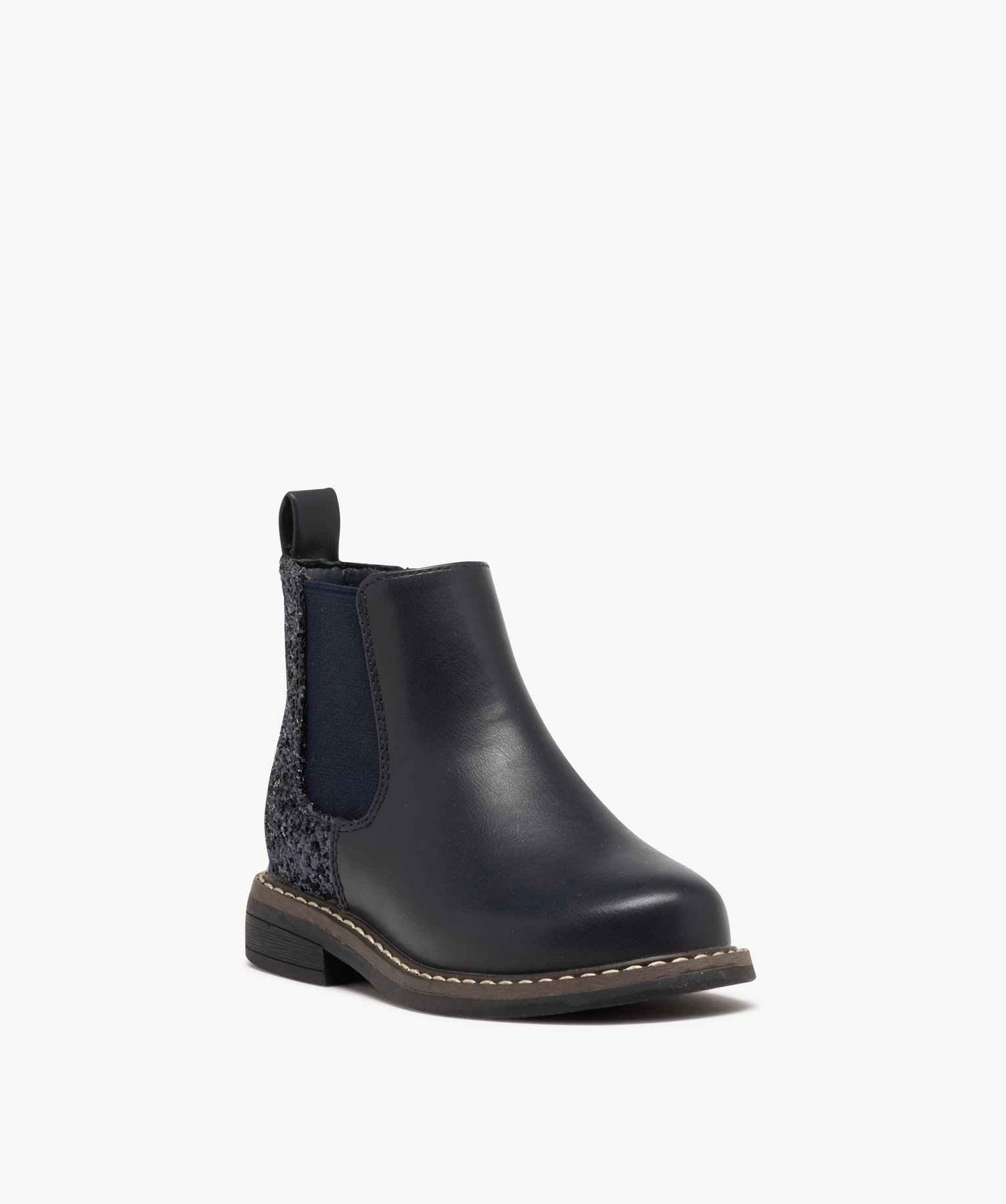 Boots fille style Chelsea à paillettes et à zip marron | GEMO