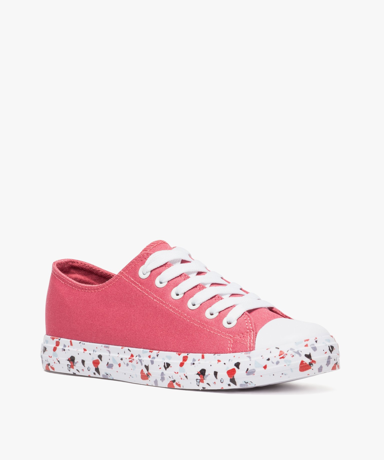 Tennis femme en toile avec semelle à motifs colorés | GEMO