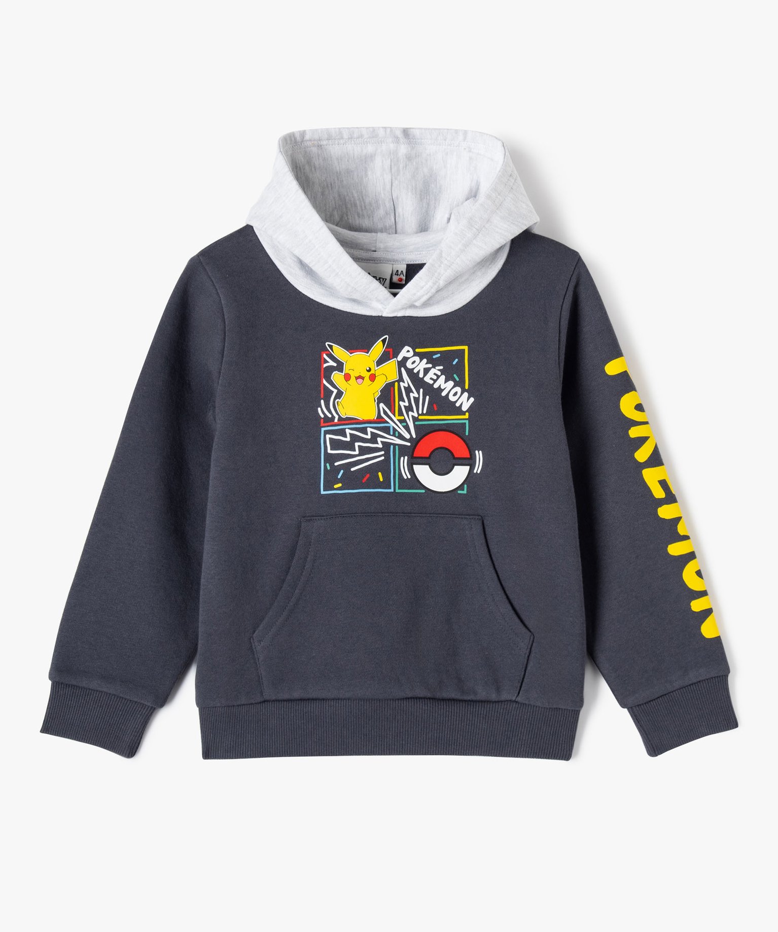 Sweat à capuche avec motif Pikachu garçon - Pokemon gris | GEMO