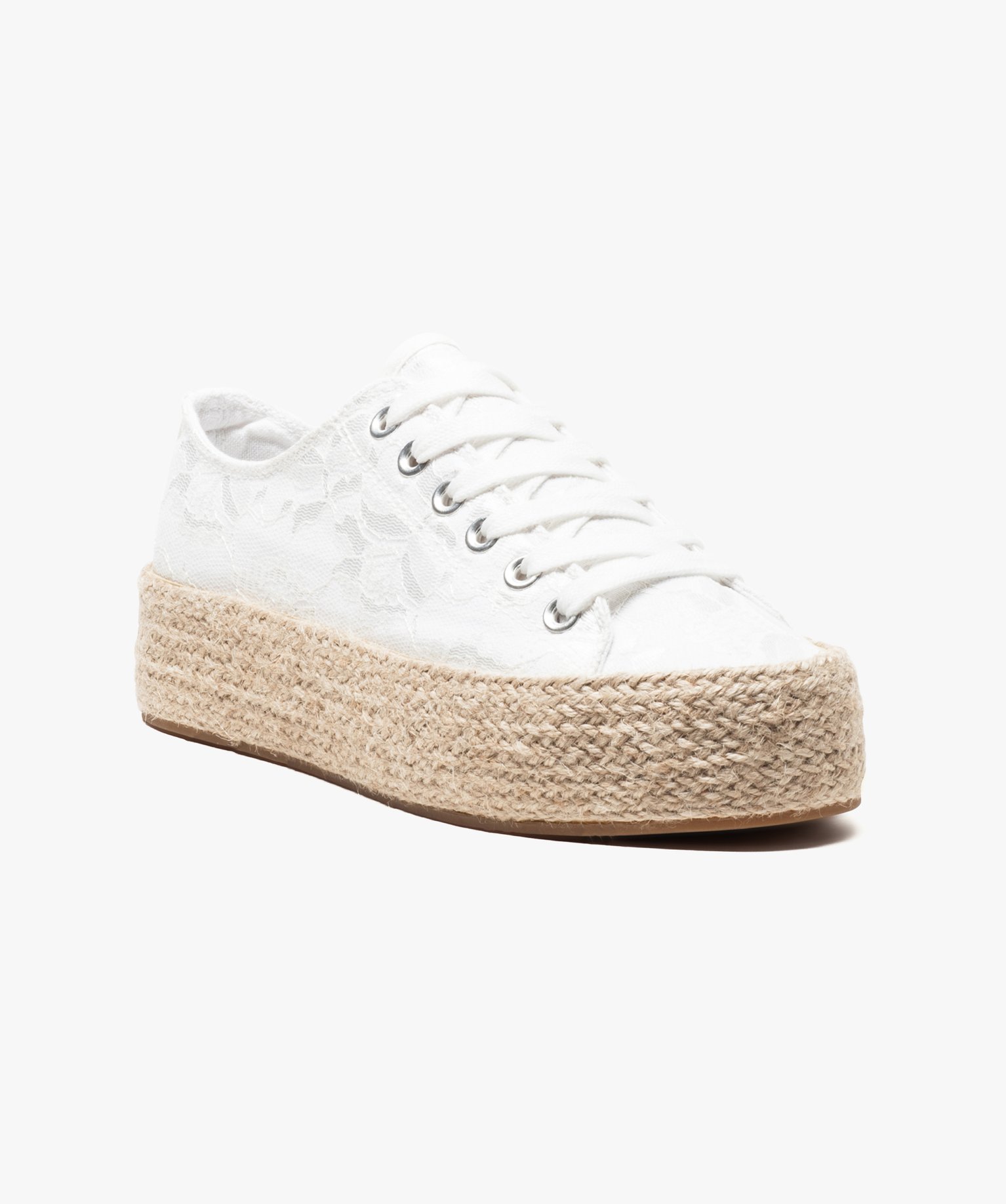 Baskets basses en toile irisée avec semelle plateforme en c... | GEMO