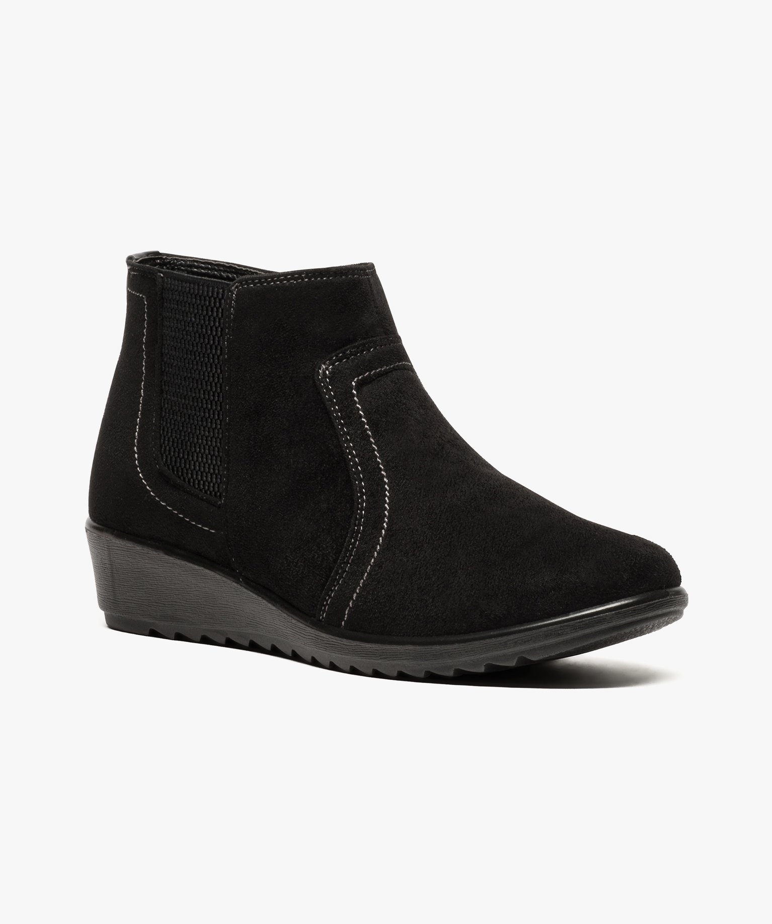 Boots confort à talon compensé noir | GEMO