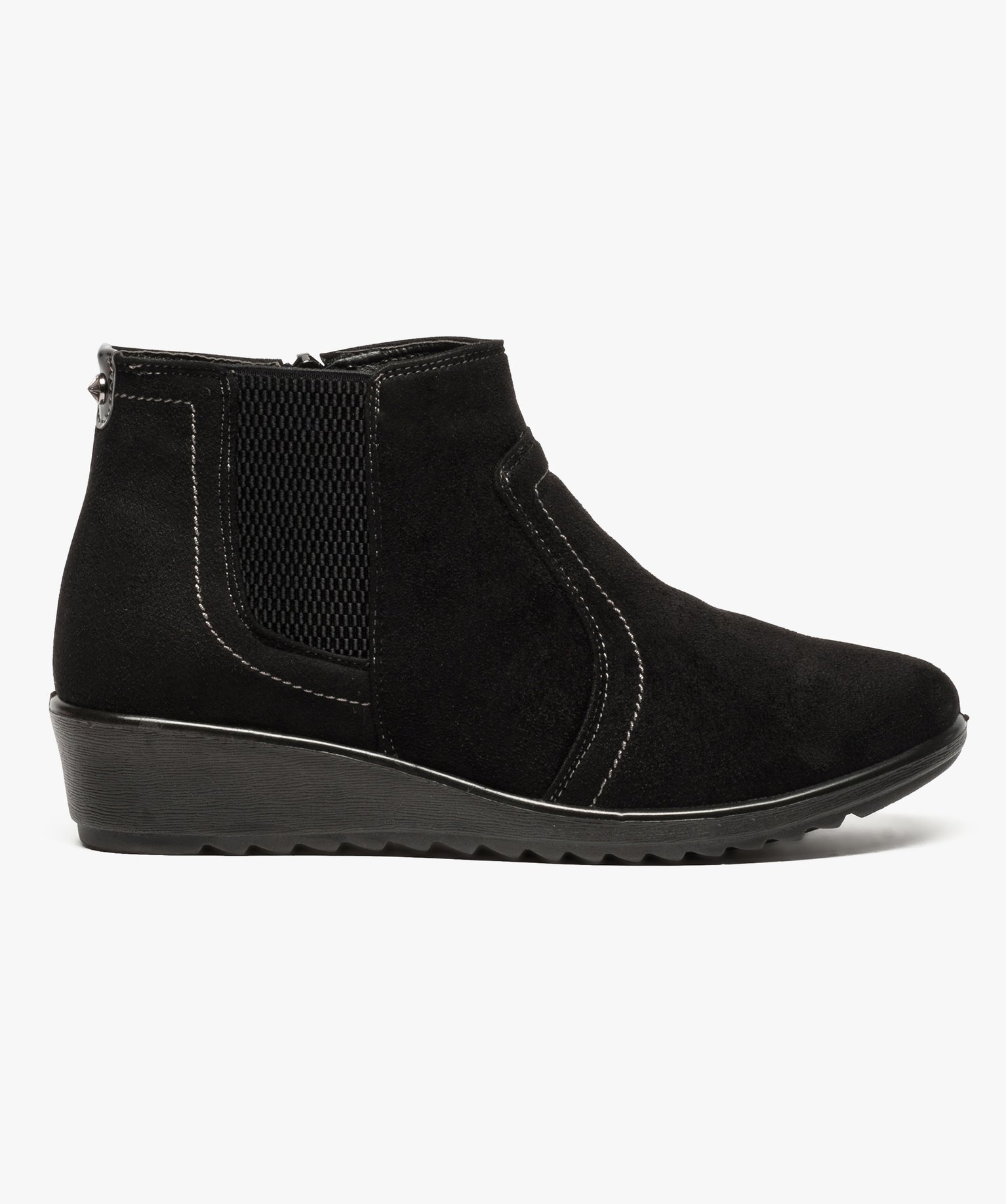 Boots confort à talon compensé noir | GEMO