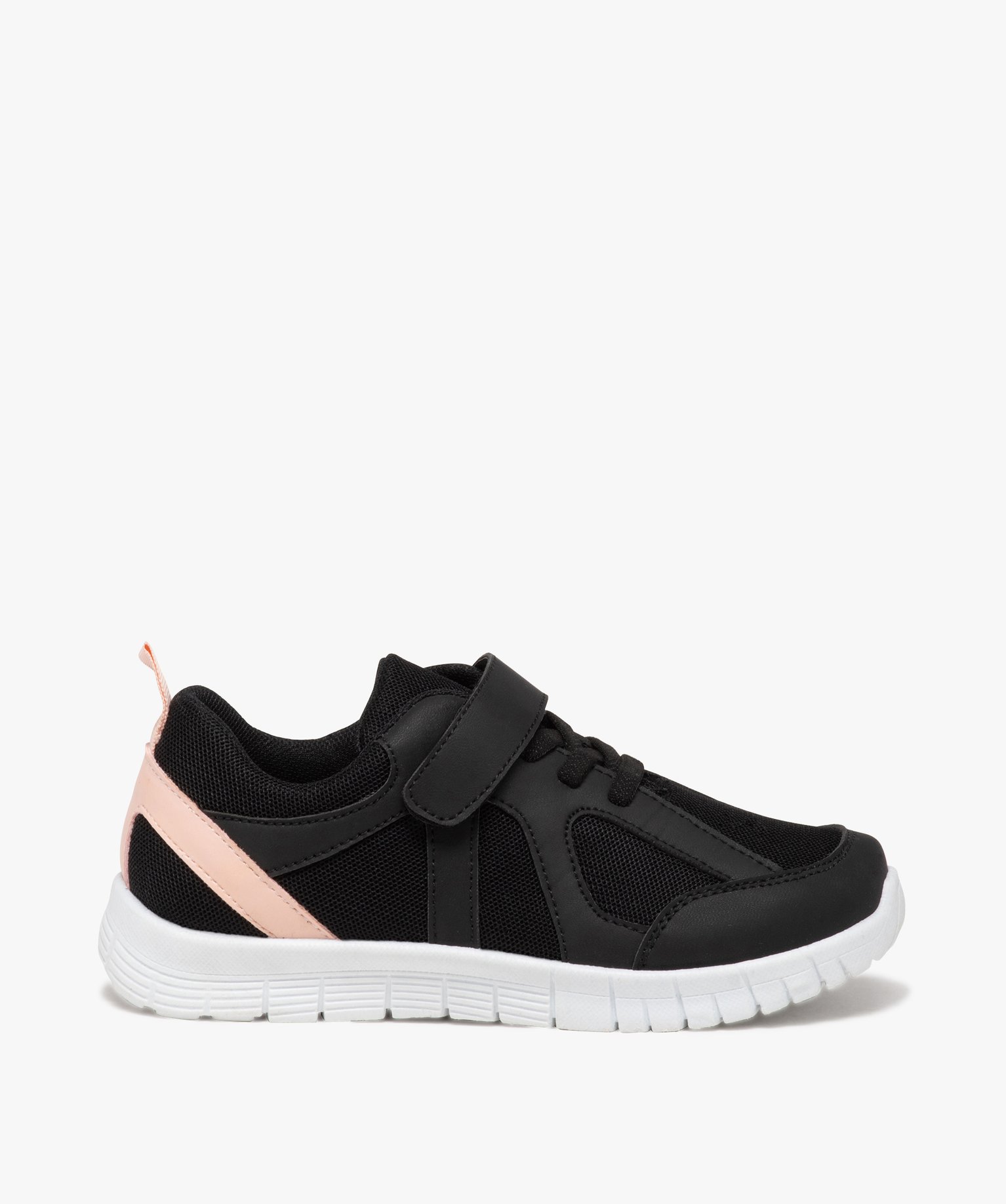 Baskets fille unies avec arrière contrasté en mesh noir | GEMO