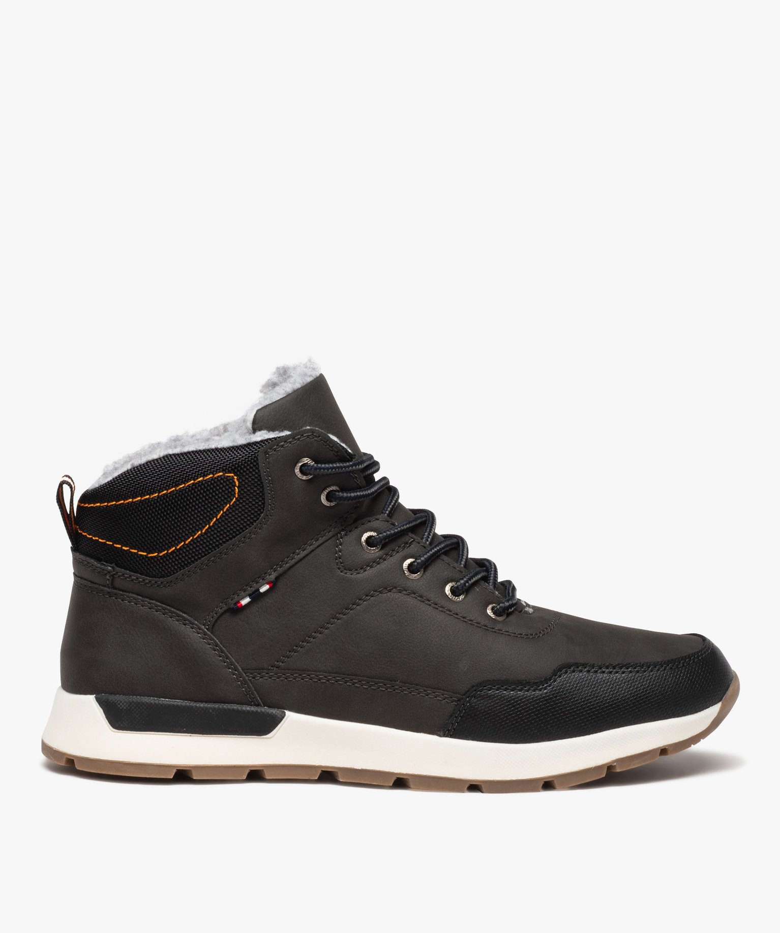 Baskets homme mid-cut unies avec intérieur fourré gris | GEMO