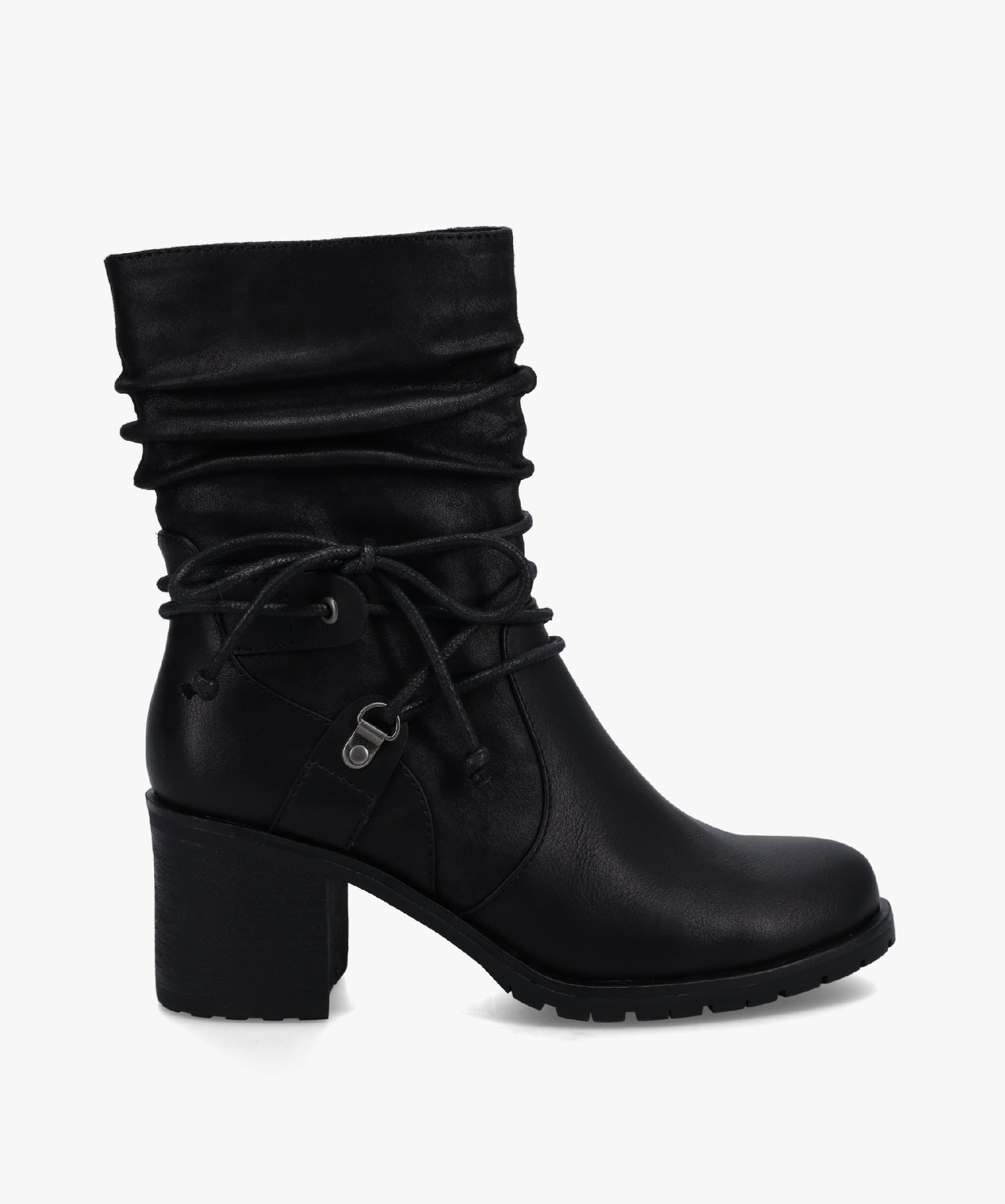 Boots femme à talon bride fantaisie et semelle crantée noir | GEMO