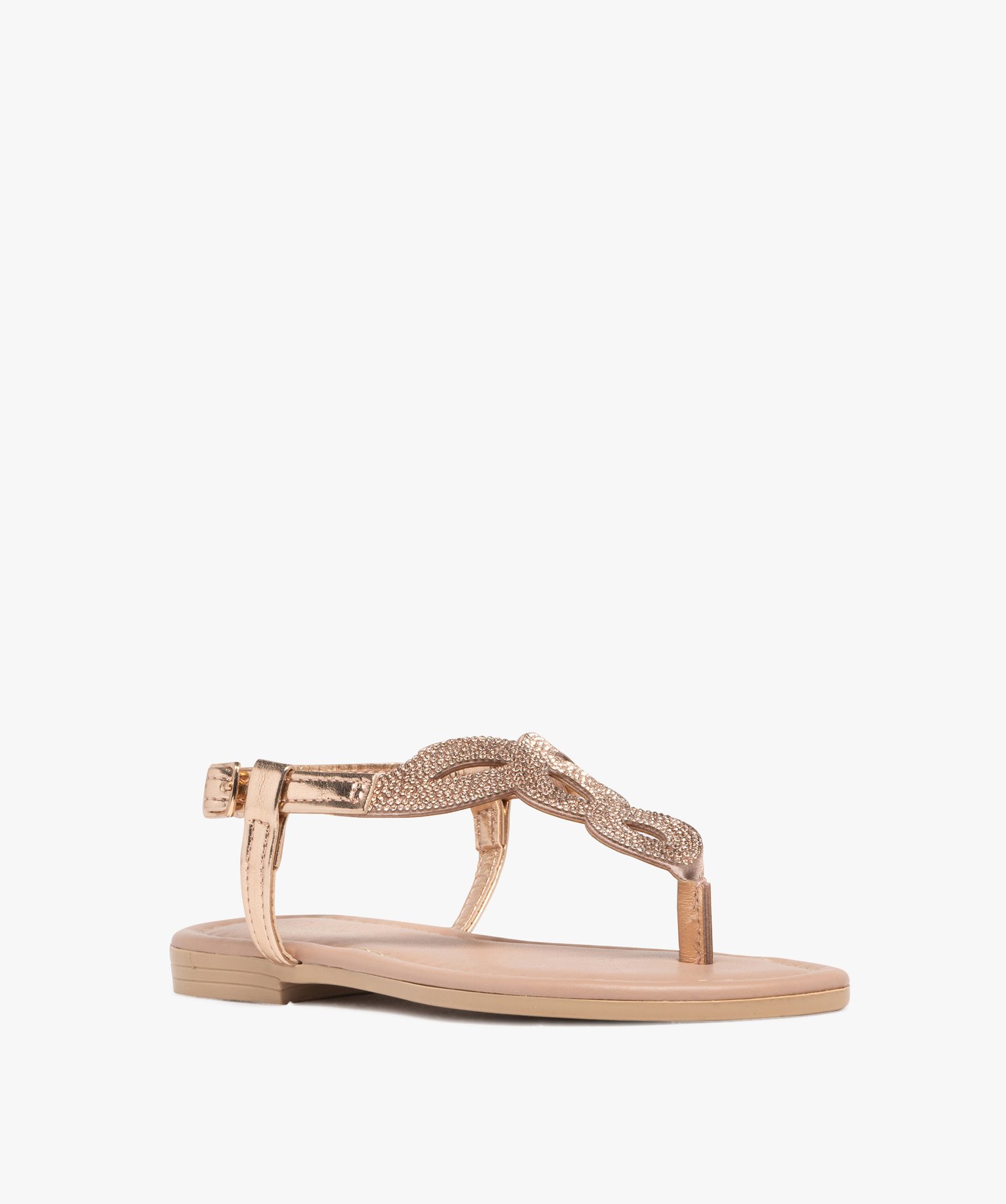 Sandales fille avec brides entre-doigts effet métallisé et... rose | GEMO