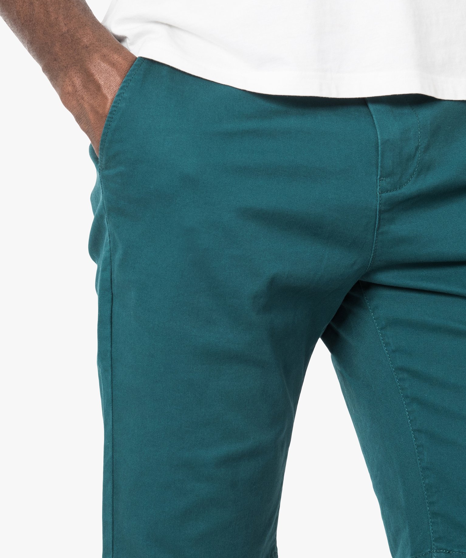 Bermuda homme en toile extensible 5 poches coupe chino vert | GEMO