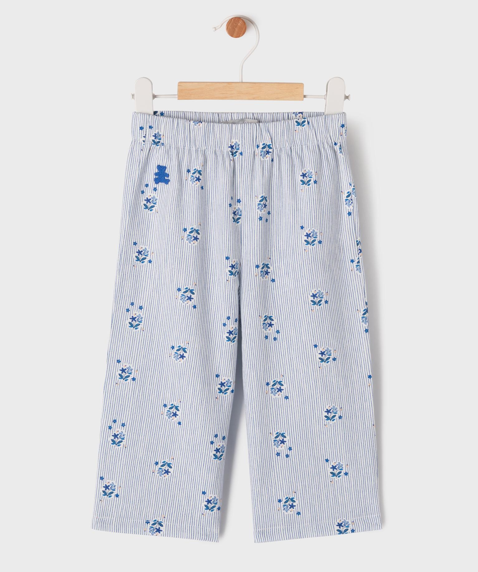 Pantalon à rayures et motifs fleuris bébé fille - LuluCas... bleu | GEMO