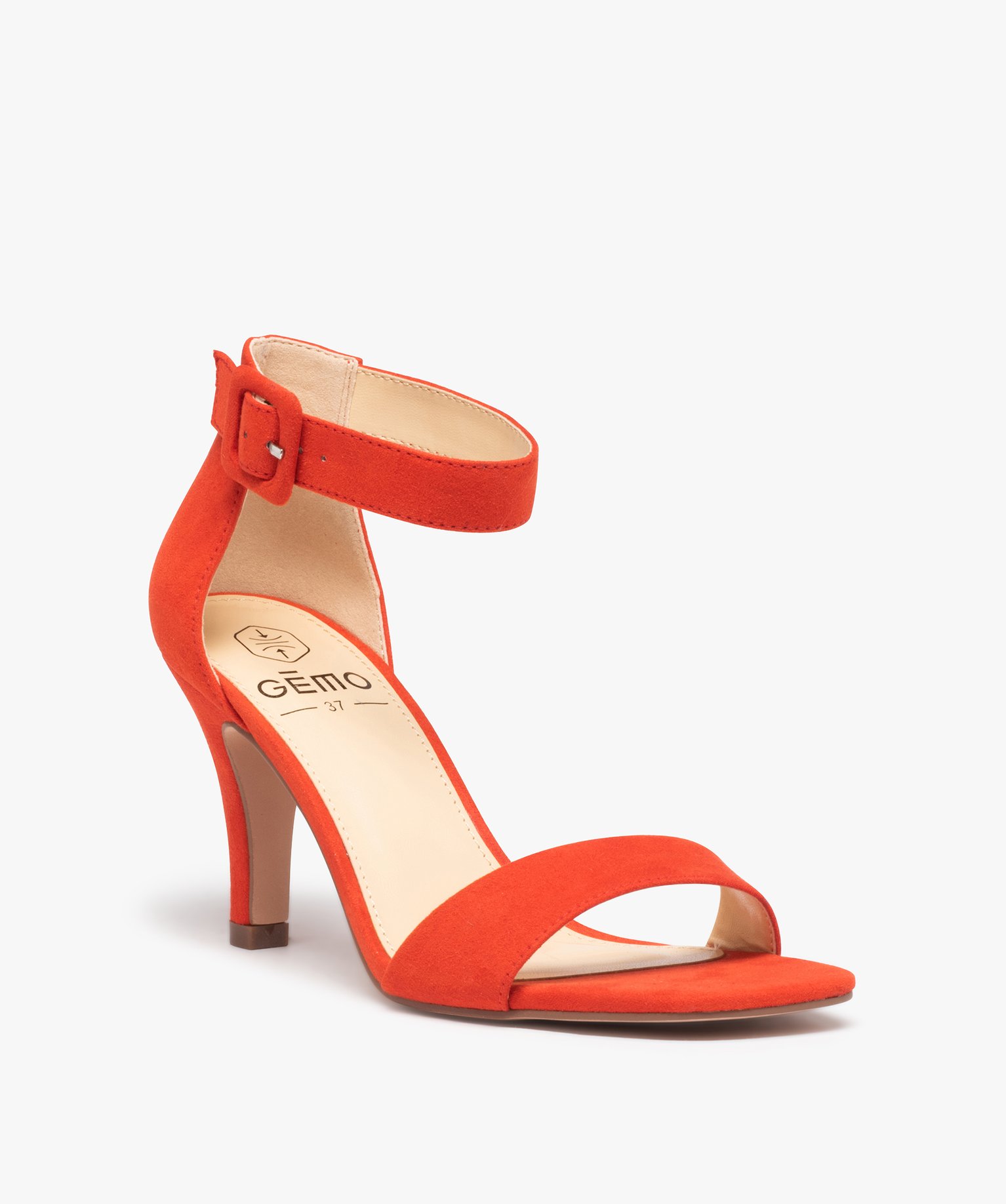 Sandales femme à talon fermé dessus suédine unie orange | GEMO