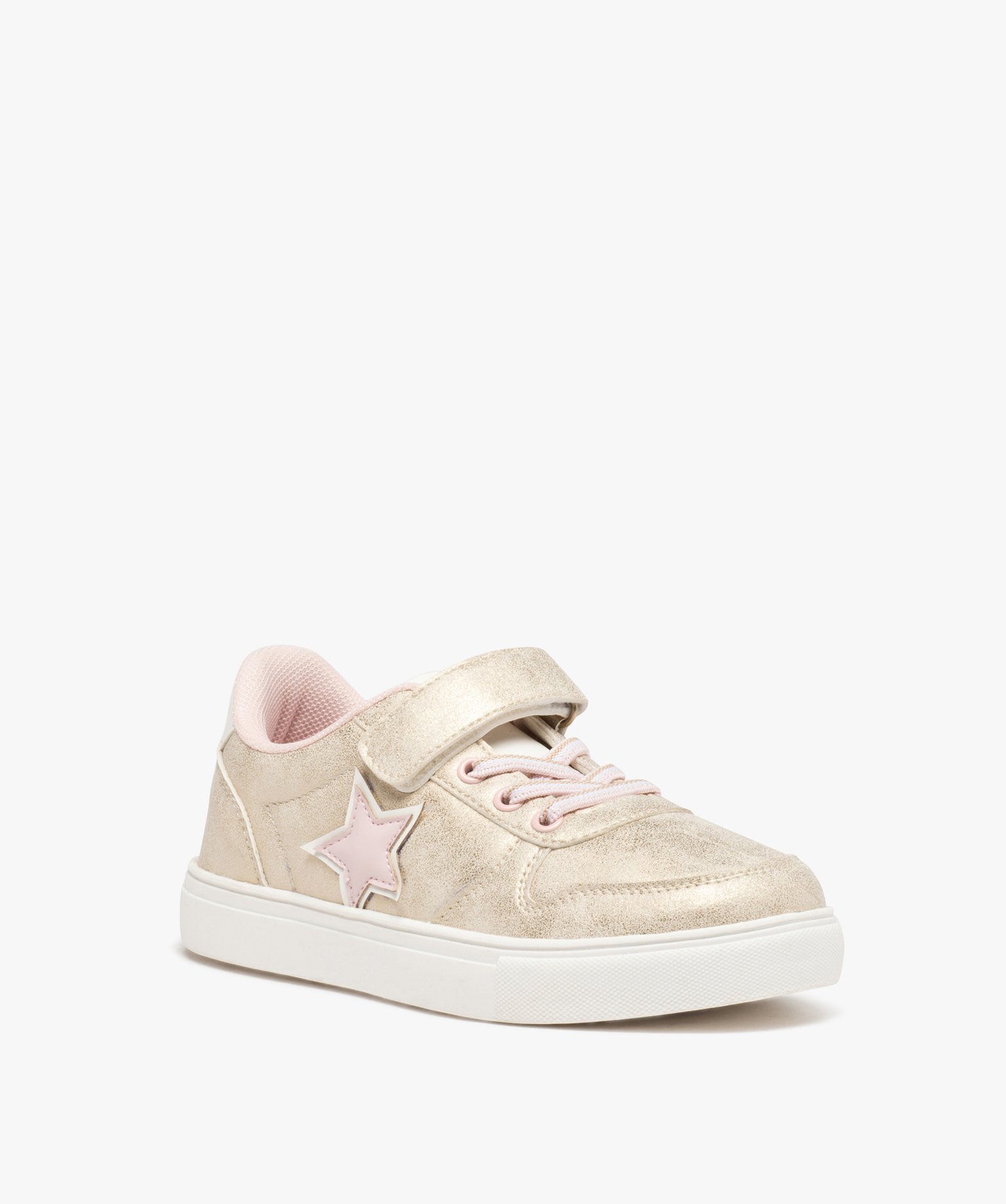 Baskets fille unies effet irisé avec détail étoile et à ... or | GEMO
