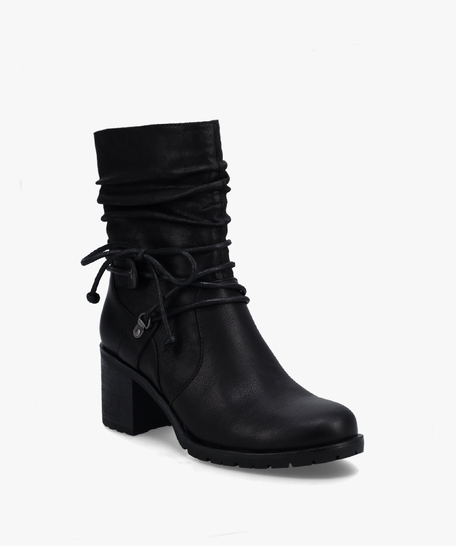 Boots femme à talon bride fantaisie et semelle crantée noir | GEMO