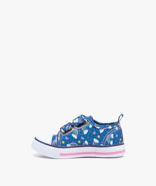 Baskets bébé fille à scratch en toile imprimée - Beppi bleu fonce | GEMO