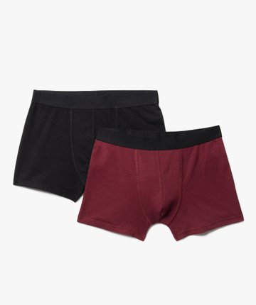 Boxer uni en coton extensible homme (lot de 2) bleu | GEMO