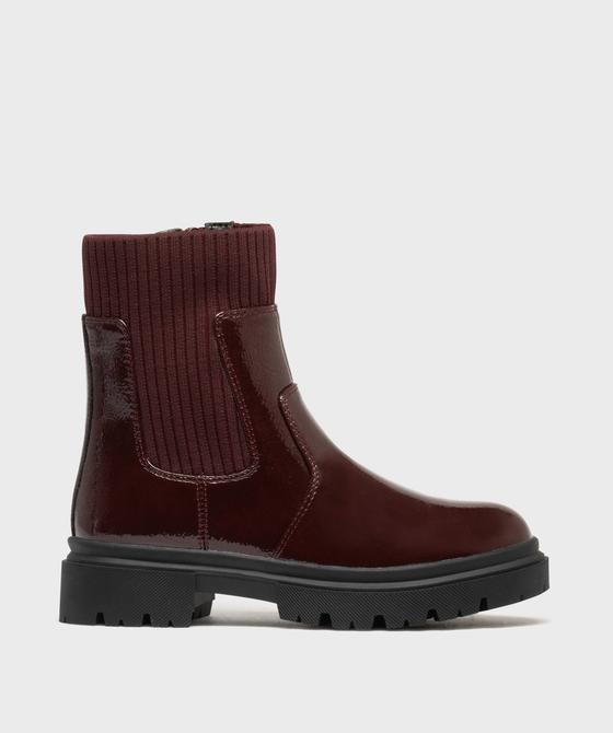 Boots fille unies à col chaussette et semelle crantée noir | GEMO
