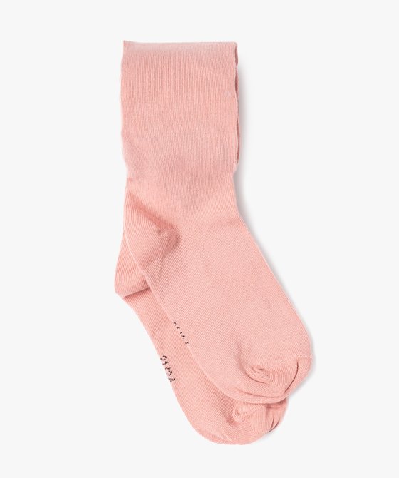 Collants chauds uni en coton fille rose | GEMO