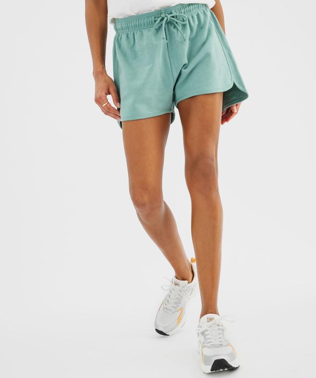 Short en toile avec ceinture tissée femme grande taille vert | GEMO