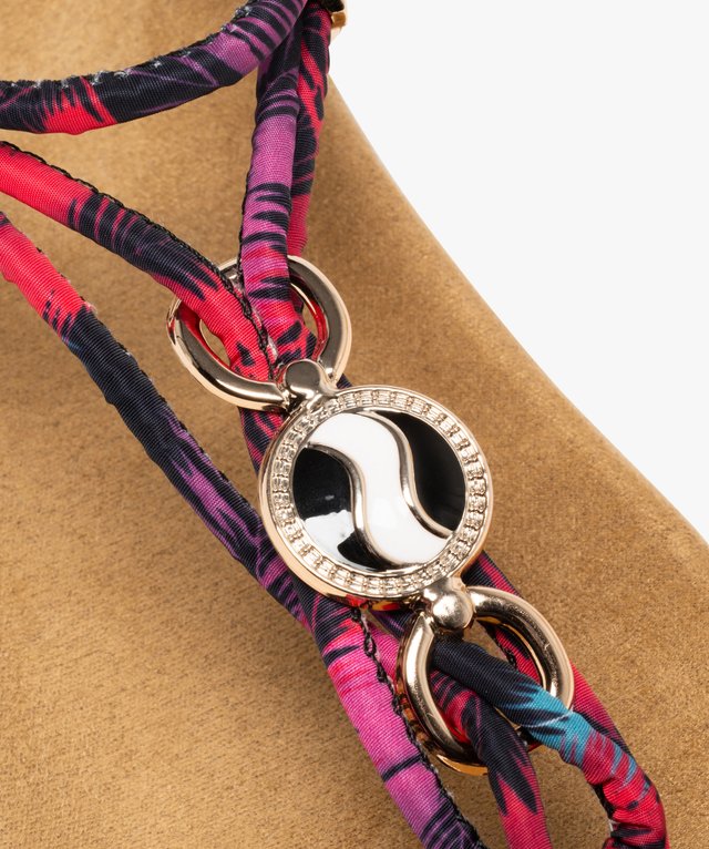 Sandales femme à entre-doigts et fines brides foulard noir | GEMO