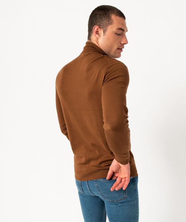 Pull à col roulé en maille fine homme beige | GEMO
