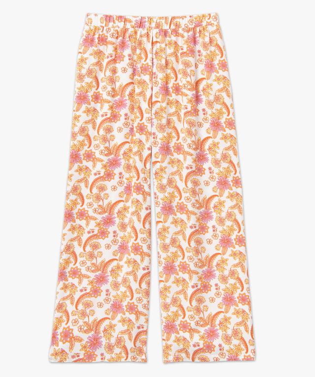 Pantalon de pyjama imprimé fendu sur les côtés femme orange | GEMO