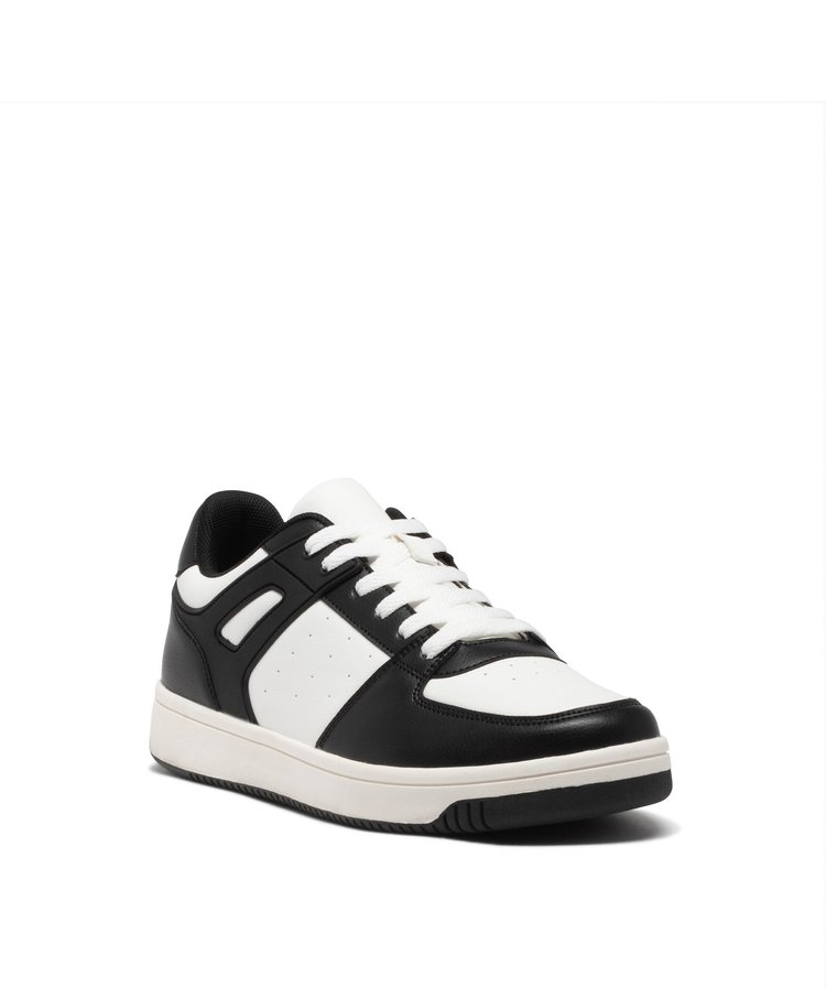Baskets homme bicolores à lacets style rétro blanc | GEMO