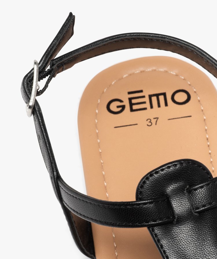 Sandales plates à entre-doigts femme noir | GEMO