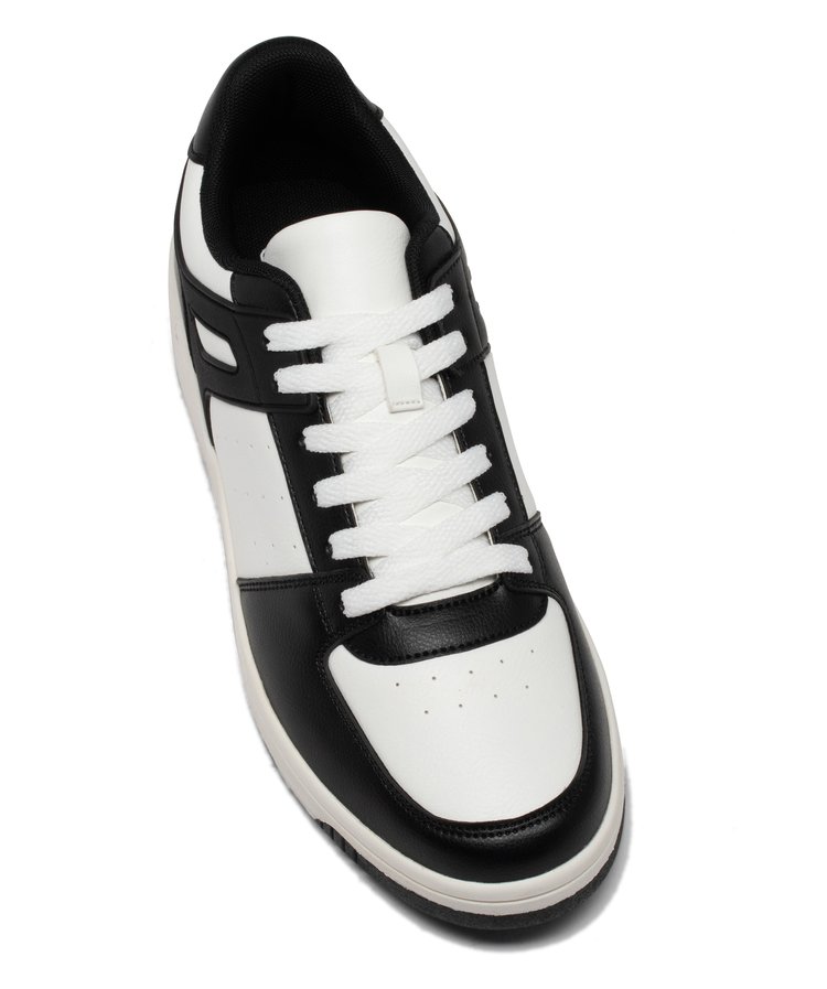 Baskets homme bicolores à lacets style rétro blanc | GEMO