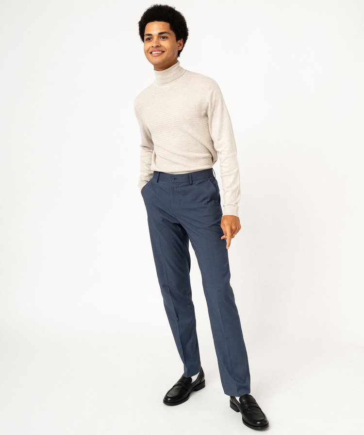 Pull à col roulé en maille fine homme ecru | GEMO