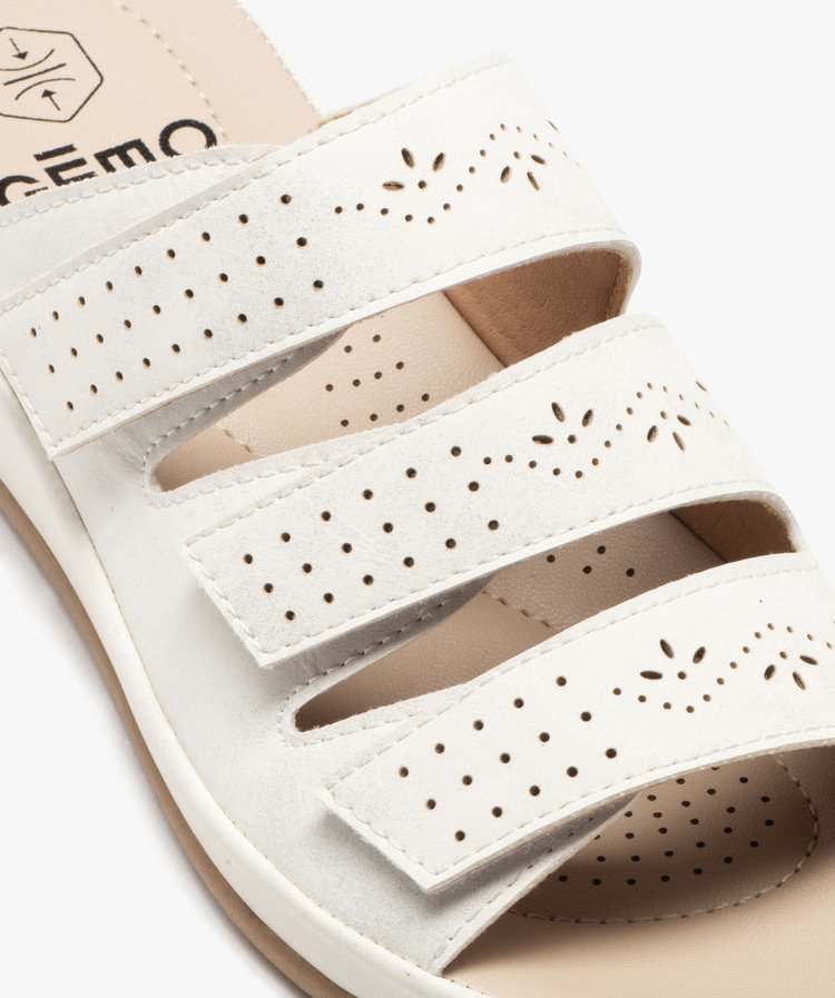 Mules femme confort compensées à bride scratch avec détai... blanc | GEMO