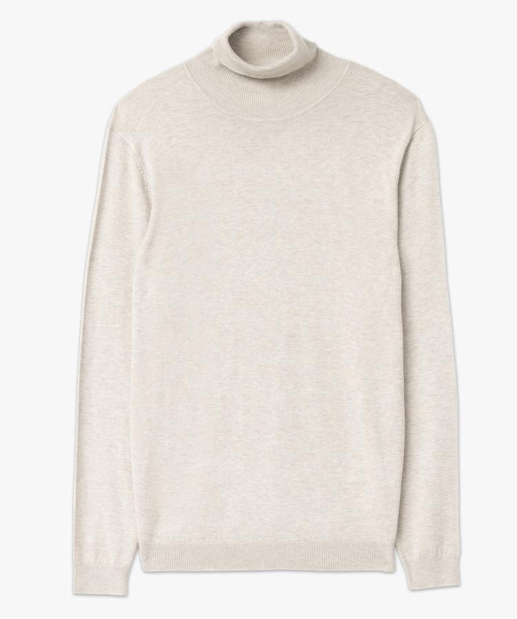 Pull à col roulé en maille fine homme beige clair | GEMO