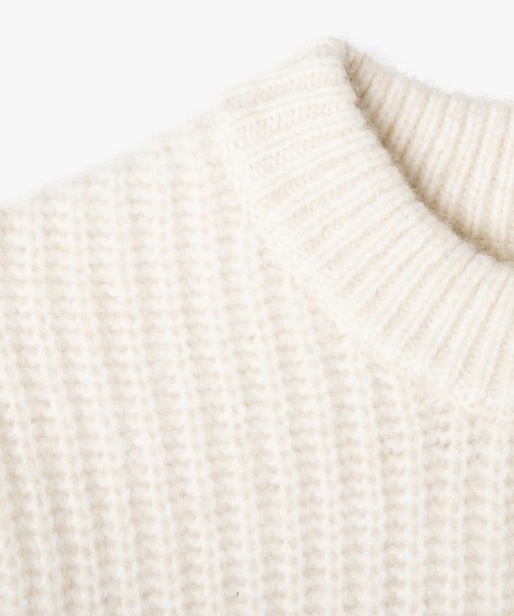 Pull court en grosse maille fille blanc chine | GEMO