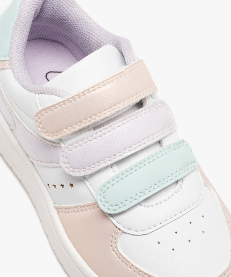 Baskets filles à triple scratch avec détails brillants blanc | GEMO
