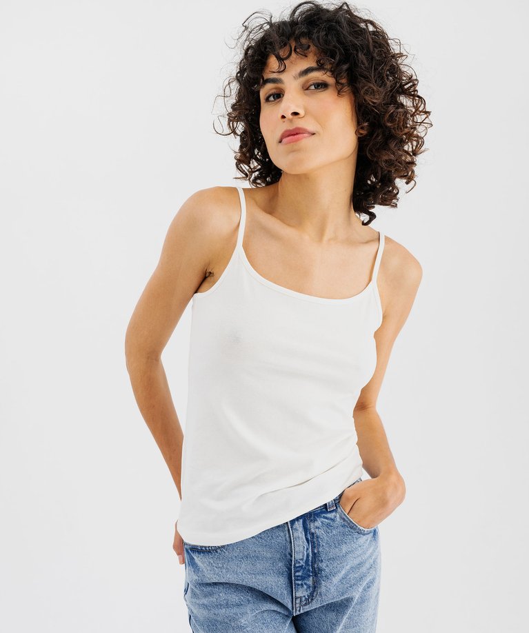 Débardeur uni à fines bretelles femme blanc | GEMO